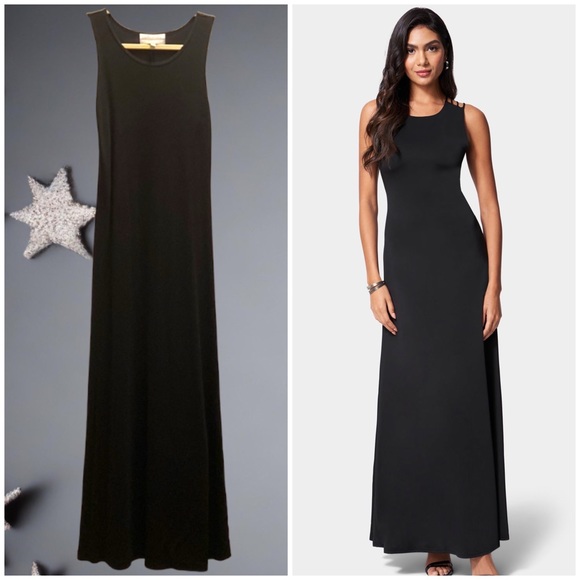 Petite Sophisticate | Dresses | 9s Little Black Maxi Dress Racer Front ...